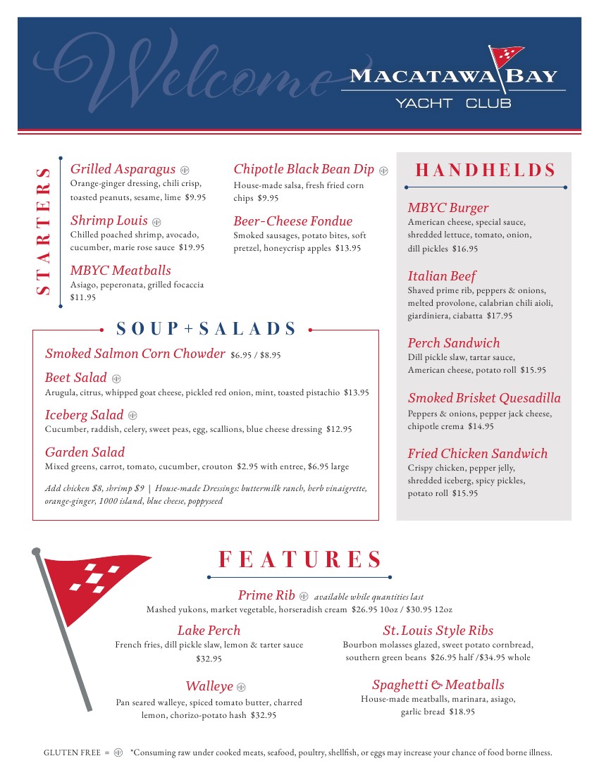Menus - Macatawa Bay Yacht Club